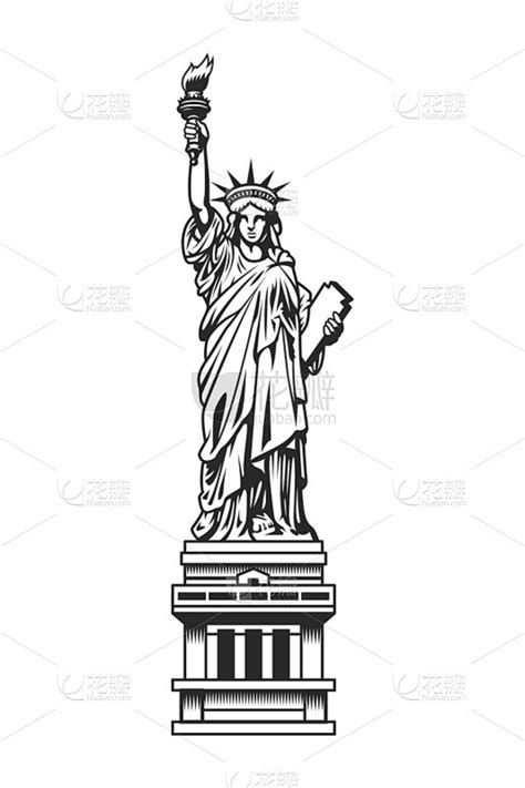 模板自由女神像符号七月自由概念垂直画幅图像复古风格美国