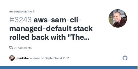 Aws Sam Cli Managed Default Stack Rolled Back With The Specified