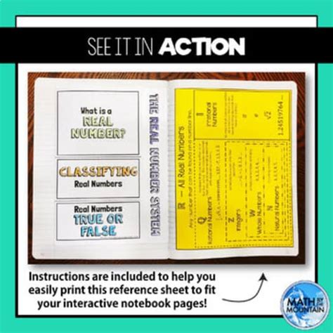 real number system foldable and reference sheet classifying real numbers