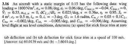 Solved 3 16 ﻿an Aircraft With A Static Margin Of 0 15 ﻿has