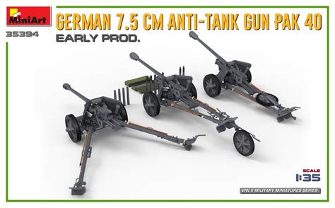 MiniArt German 7 5cm Anti Tank Gun PaK 40 Early Production 1 35