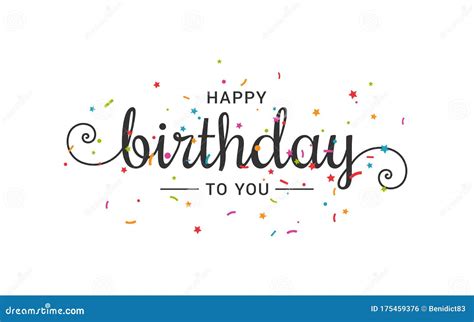 Happy Birthday Banner Lettering Confetti On White Stock Vector