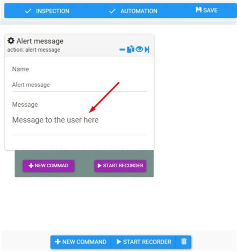 Alert Message Command Rtila Web Business Automation