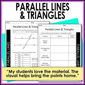 Parallel Lines With Transversals And Triangles Guided Notes TPT