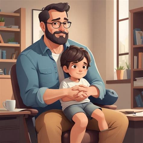 Dad In Superhero Costume Holds Son On His Shoulders Happy Fathers Day