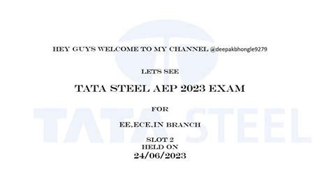 Tata Steel Aep 2023 Exam Youtube