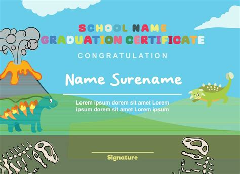 Cute Diploma Certificate Template For Preschool Kindergarten Or