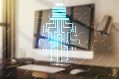 Premium Photo Creative Light Bulb Illustration With Microcircuit On Modern Computer Background