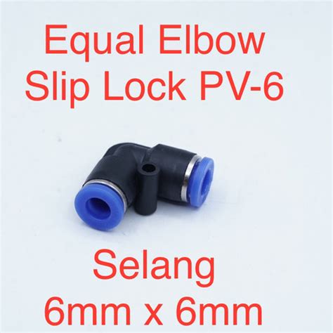 Jual PV 6 PV6 Konektor Fitting Elbow L Slip Lock Selang 6mm X 6mm L Shape Connector Pneumatic