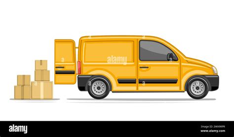Vector Illustration Of Small Delivery Van Horizontal Poster With