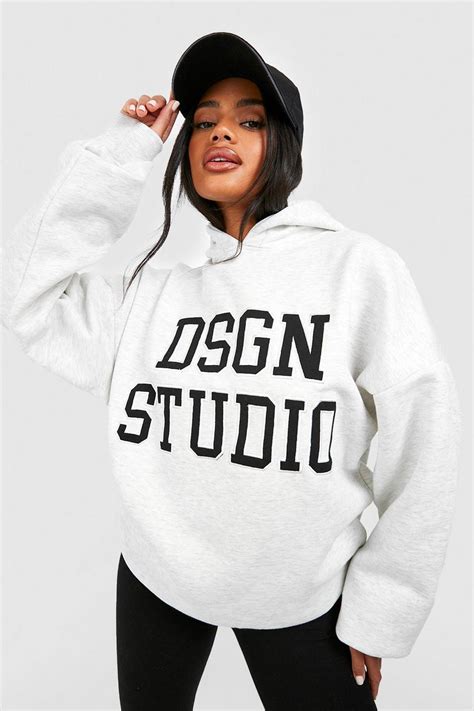 Dsgn Studio Applique Oversized Hoodie Boohoo Uk