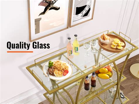Mua Vevor Bar Cart Gold 3 Tiers Home Bar Serving Cart On Lockable