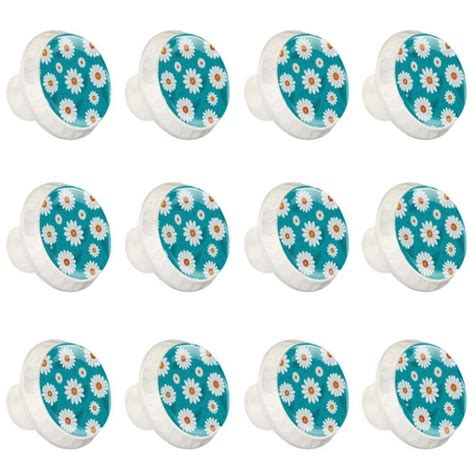 12 Pcs White Daisy Flower Knobs For Kitchen Cabinet Cupboard Dresser Bookcase Drawer Pulls