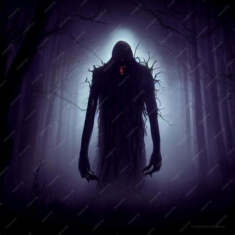 Premium Photo Arafed Image Of A Creepy Man In A Dark Forest Generative Ai