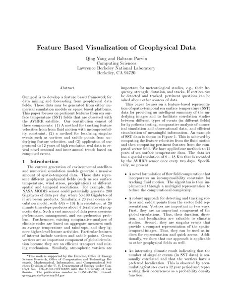 Pdf Feature Based Visualization Of Geophysical Data