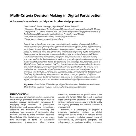 Pdf Multi Criteria Decision Making In Digital Participation A