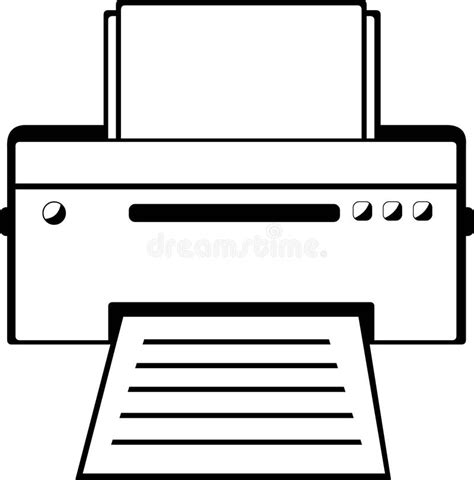 vector drawn illustration printer black and white icon stock vector