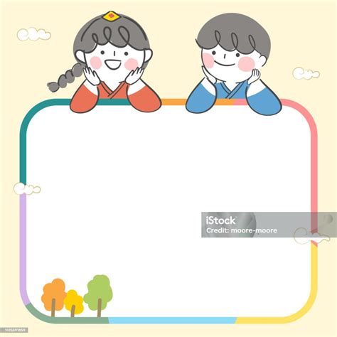 한복과 빈 국경에있는 아이들의 그림 아이에 대한 스톡 벡터 아트 및 기타 이미지 아이 가을 2023년 Istock