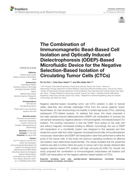 Pdf The Combination Of Immunomagnetic Bead Based Cell Isolation And Optically Induced