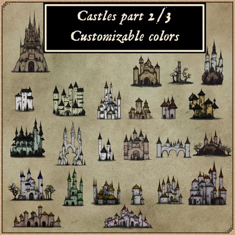 Vintage Cartography Ultimate Fantasy Castles Megapack Fantasy Map Assets