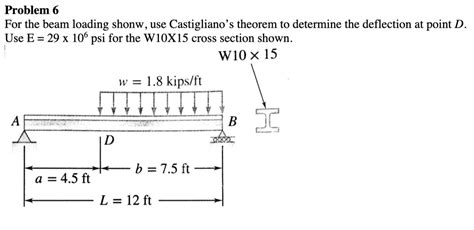 Solved Problem 6 For The Beam Loading Shonw Use Castiglianos Theorem