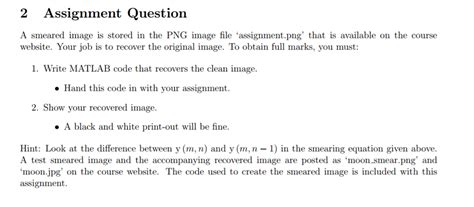 Solved Please Provide The Matlab Code To Recover The Clean