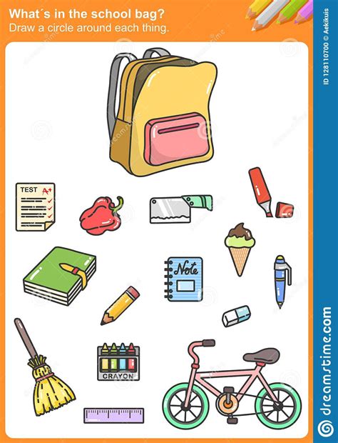 Whats In The School Bag A Fun Educational Worksheet Whats In The School Bag A Fun Educational Worksheet