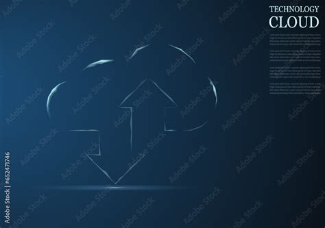 Cloud Technologies Vector Illustration Wireframe Cloud Storage Sign With Two Up And Down