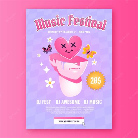 음악 축제를위한 세로 포스터 템플릿 프리미엄 벡터