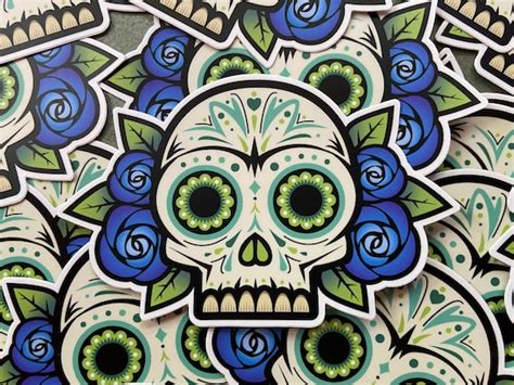 Sugar Skull Sticker Etsy