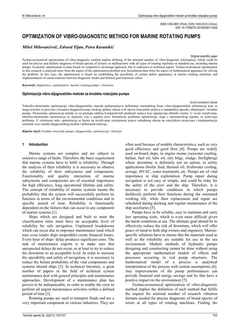 Pdf Optimization Of Vibro Diagnostic Method For Marine Rotating Pumps