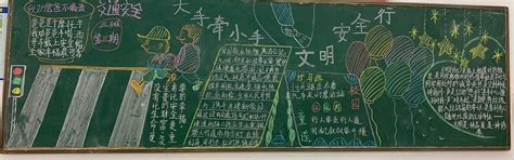 小手拉大手文明安全行黑板报 文明黑板报图片素材 普车都