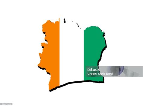 Silhouette Of The Map Of Ivory Coast With Its Flag Stock Illustration ...