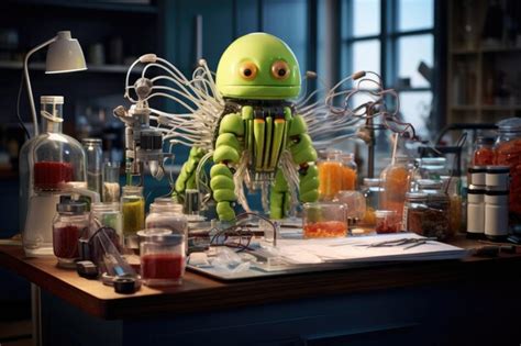 Premium Ai Image Biohybrid Robot Components On A Laboratory Table