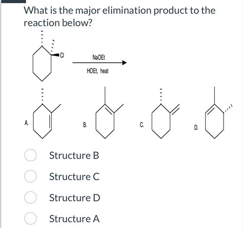 Solved What Is The Major Elimination Product To The Reaction