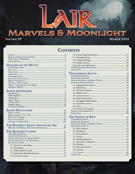 Marvels And Moonlight Lair Magazine 39 March 2024 Issue The Dm Lair
