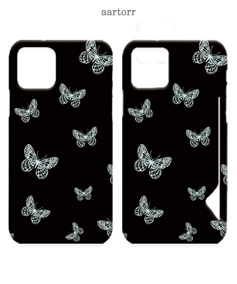 슬림하드카드하드자석도어 버터플라이 패턴 나비 무늬 예쁜 디자인 힙한 유니크 핸드폰케이스 폰케이스 특이한 Y2k 감성 아이폰 갤럭시 케이스 에이블리