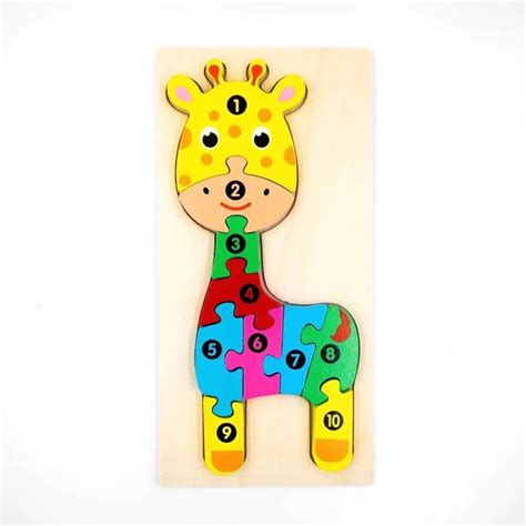 Развивающий деревянный 3Д пазл Жираф купить с доставкой по выгодным ценам в интернет магазине