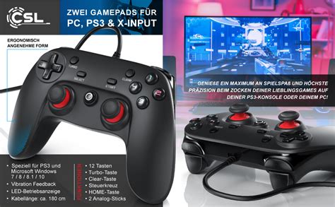 Csl 2x Pc Gamepad X Controller Mit Direct Input X Input Dual Vibration Turbo Funktion