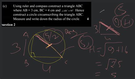 c using ruler and compass construct a triangle abc where ab 3 cm bc 4 c