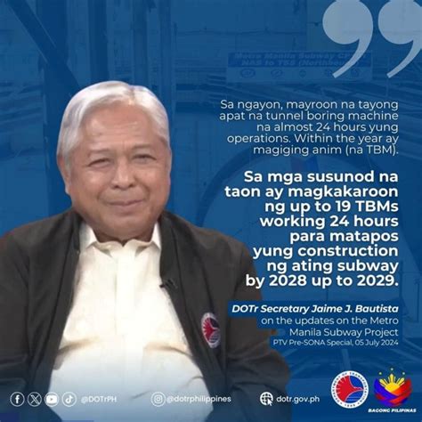 Dotr Confident That Railway Nscr Subway Projects Mmsp Are Key To