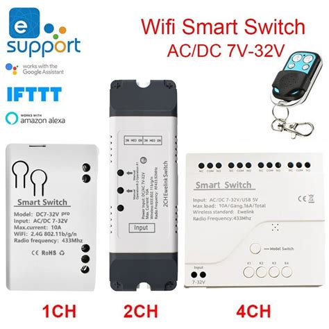 Module de relais WiFi intelligent eWeLink 7 32 V avec télécommande 1 2 4 canaux