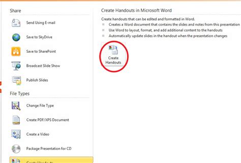 PowerPoint Create Presentation Handouts In Word Tips