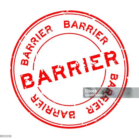 Grunge Red Barrier Word Round Rubber Seal Stamp On White Background