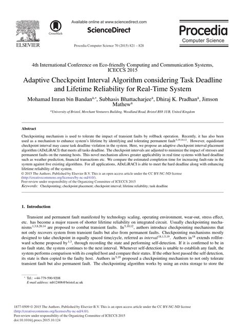 Pdf Adaptive Checkpoint Interval Algorithm Considering Task Deadline And Lifetime Reliability