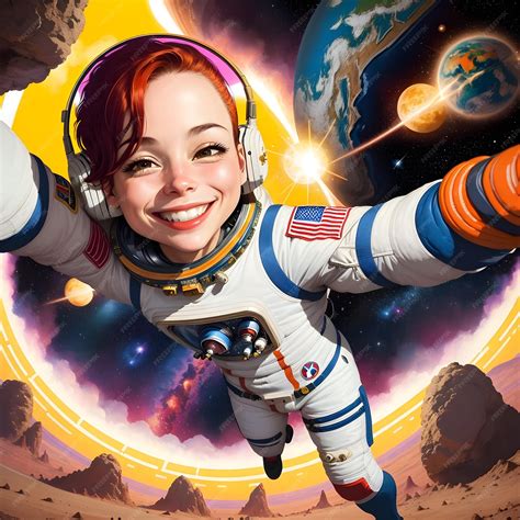 Premium Ai Image Selfies In Space A Girl In A Spacesuit In Outer Space On The Background Of