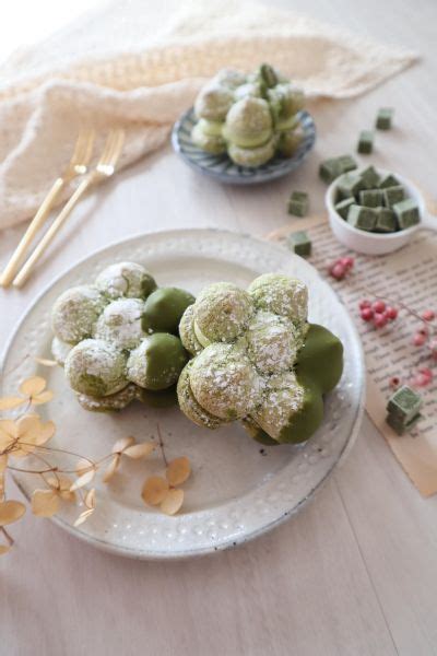 「抹茶チョコのお花ブッセ」hoppe お菓子・パンのレシピや作り方【cotta＊コッタ】 レシピ ブッセ レシピ 抹茶 チョコ