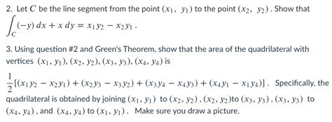 Solved 2 Let C Be The Line Segment From The Point X1 Yı