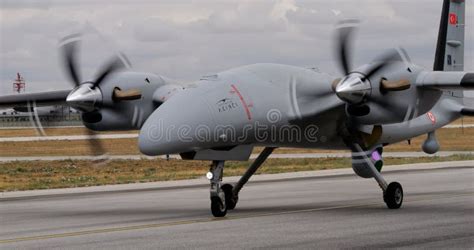 Modern Turkish Unmanned Combat Aerial Vehicle Ucav Frontal Close Up