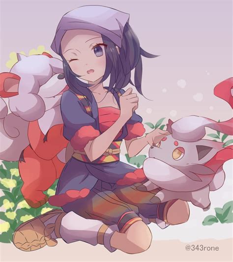 Akari Hisuian Zorua And Hisuian Growlithe Pokemon And 1 More Drawn